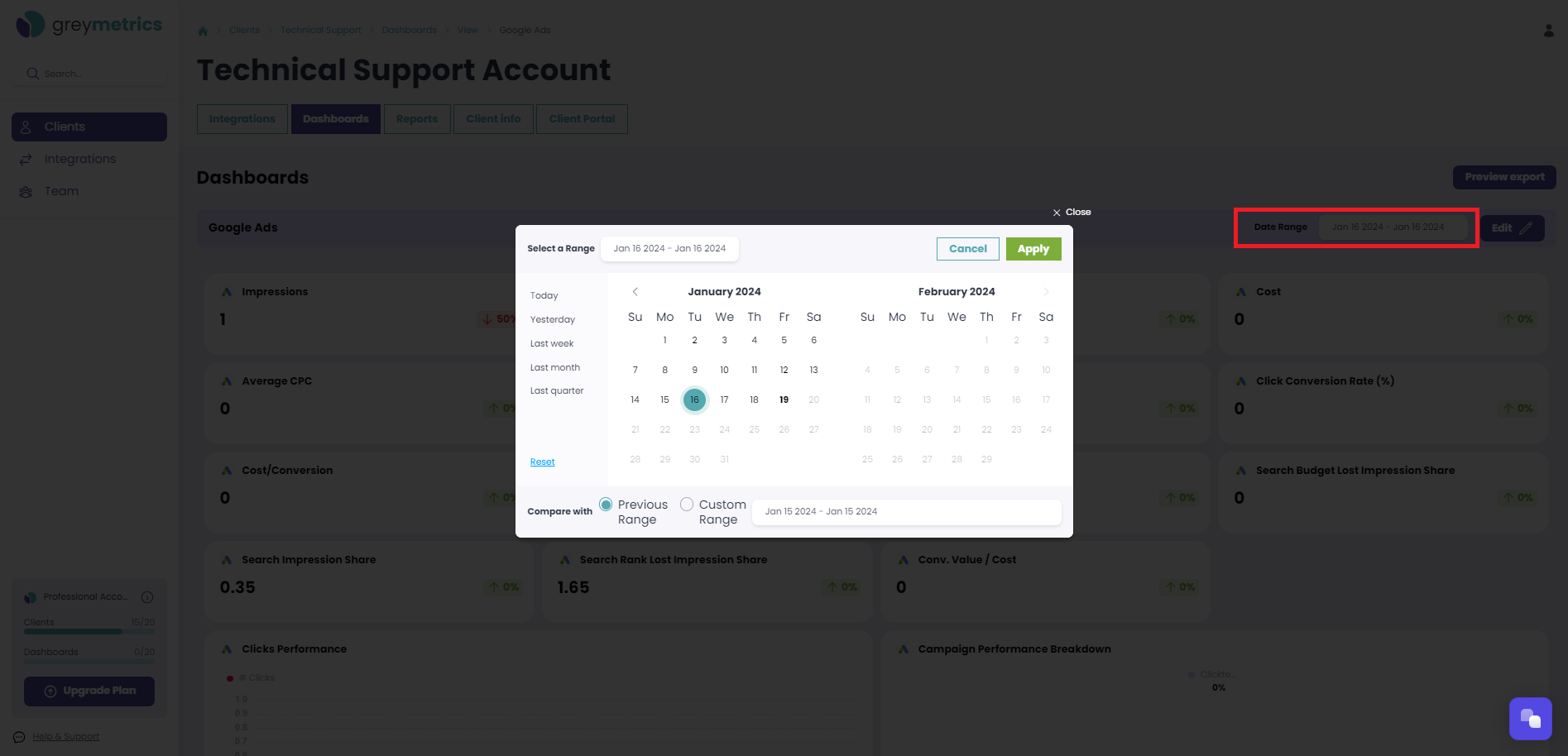 Creating a New Dashboard - Using a Predefined Template - GreyMetrics Help Center