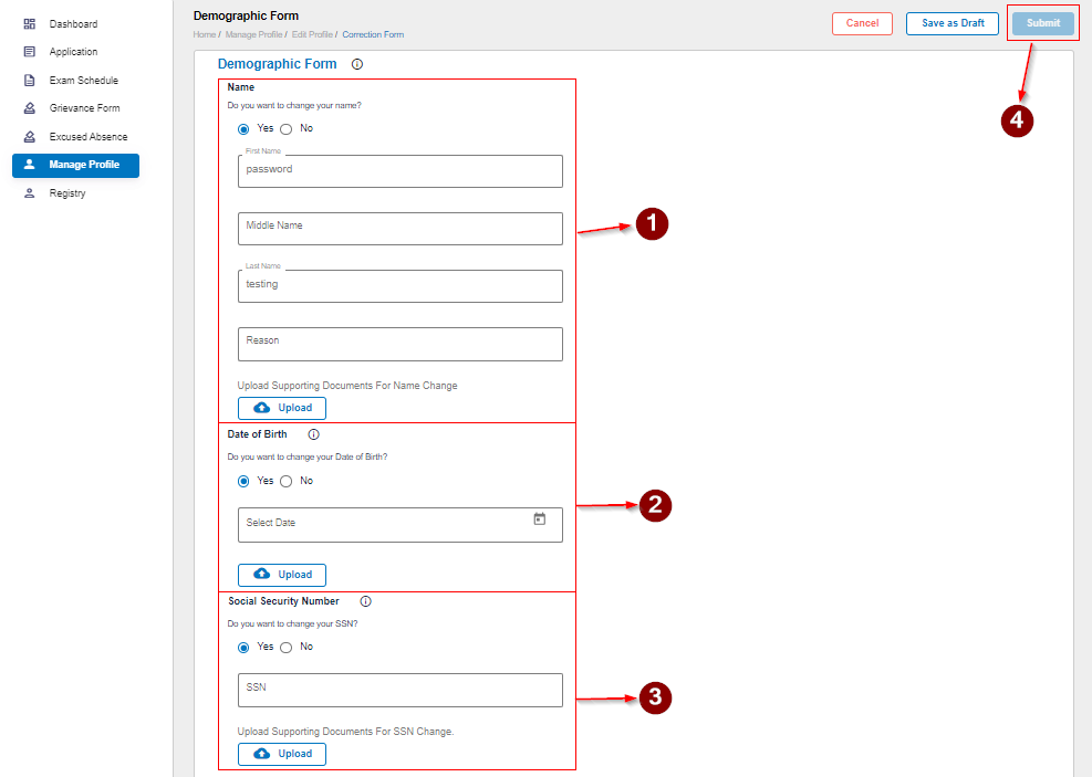 How to submit a correction form before scheduling my exam? - Credentia ...