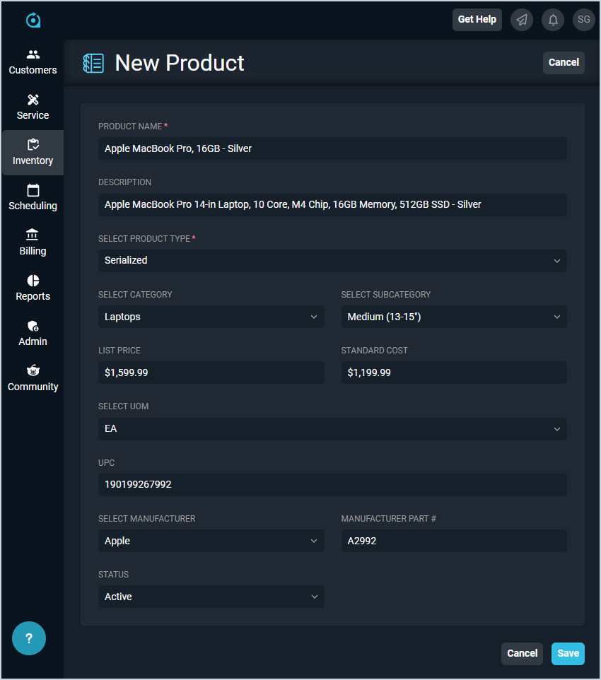 Add/Edit Products - Rev.io PSA Documentation Center