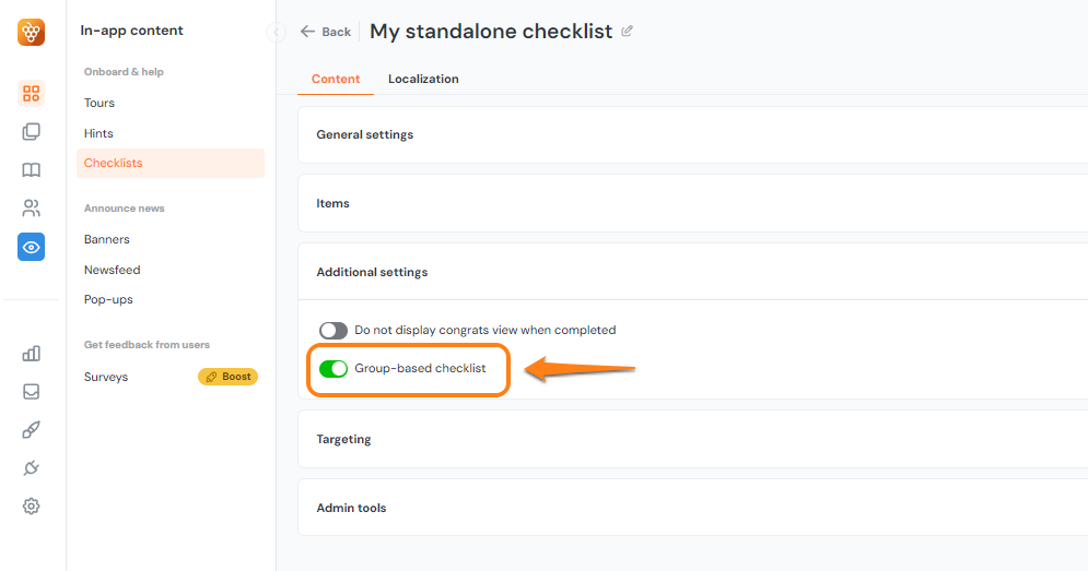 Group based checklists - Product Fruits Help Center