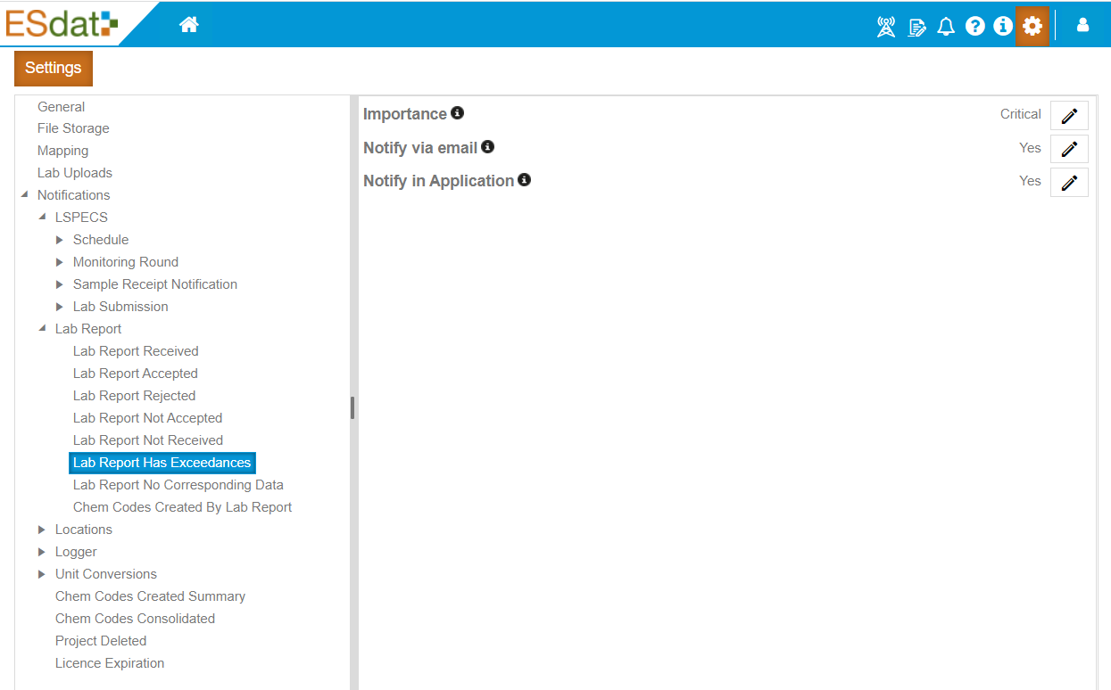 Notifications - ESdat