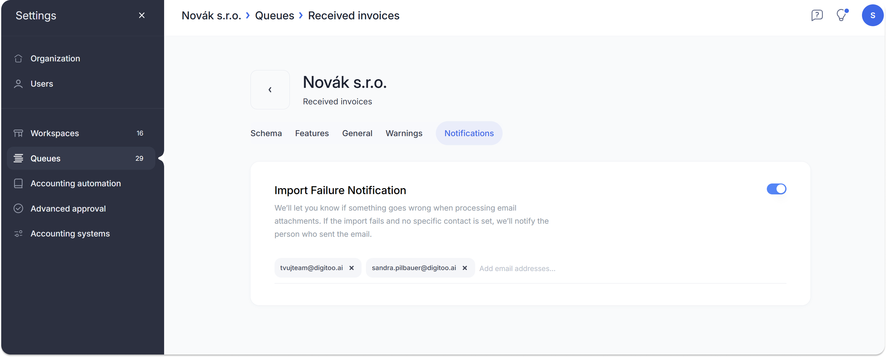 Forwarding documents to Digitoo.ai - Help Center