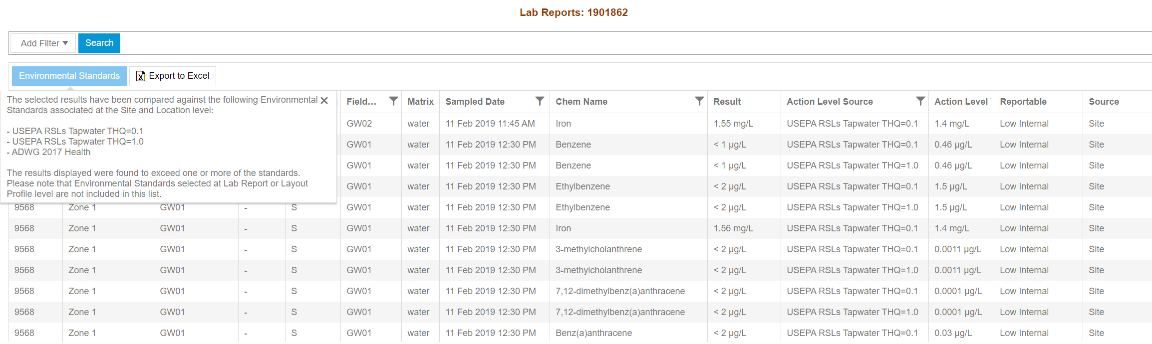 Lab Report Outliers and Exceedances - ESdat Knowledge Base
