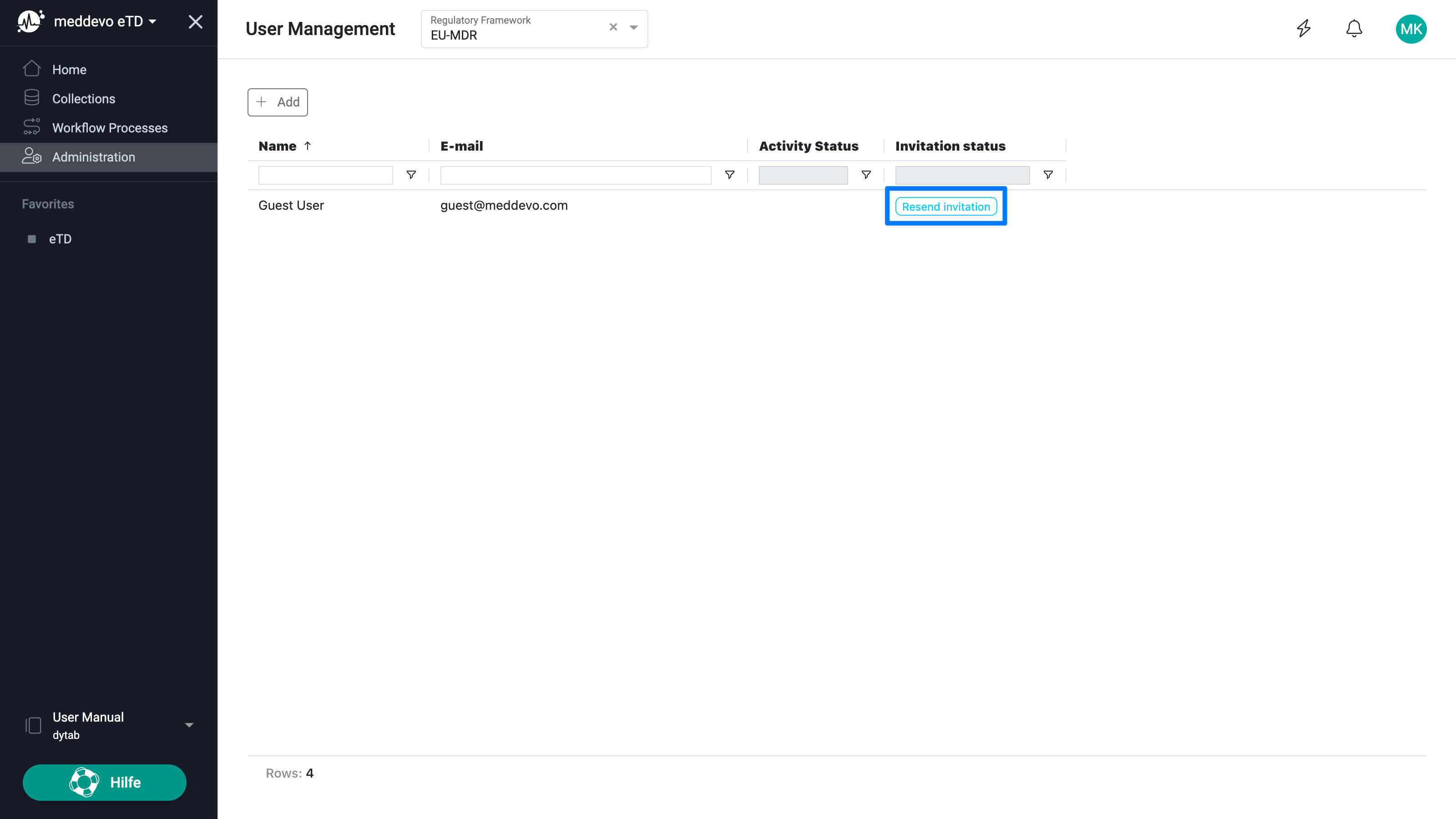 Create a new User - meddevo Help Center
