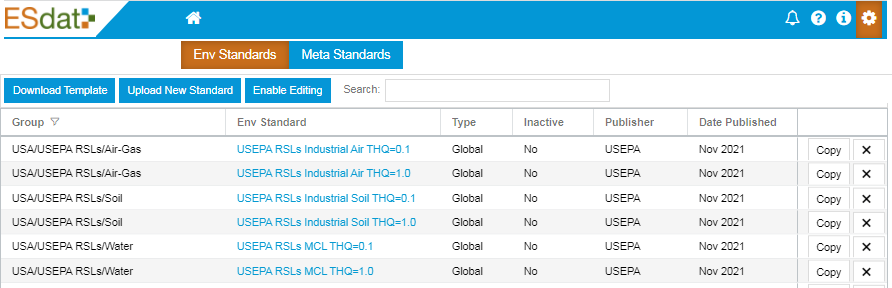Adding your own Environmental Standard / Licence Limit - ESdat Knowledge Base
