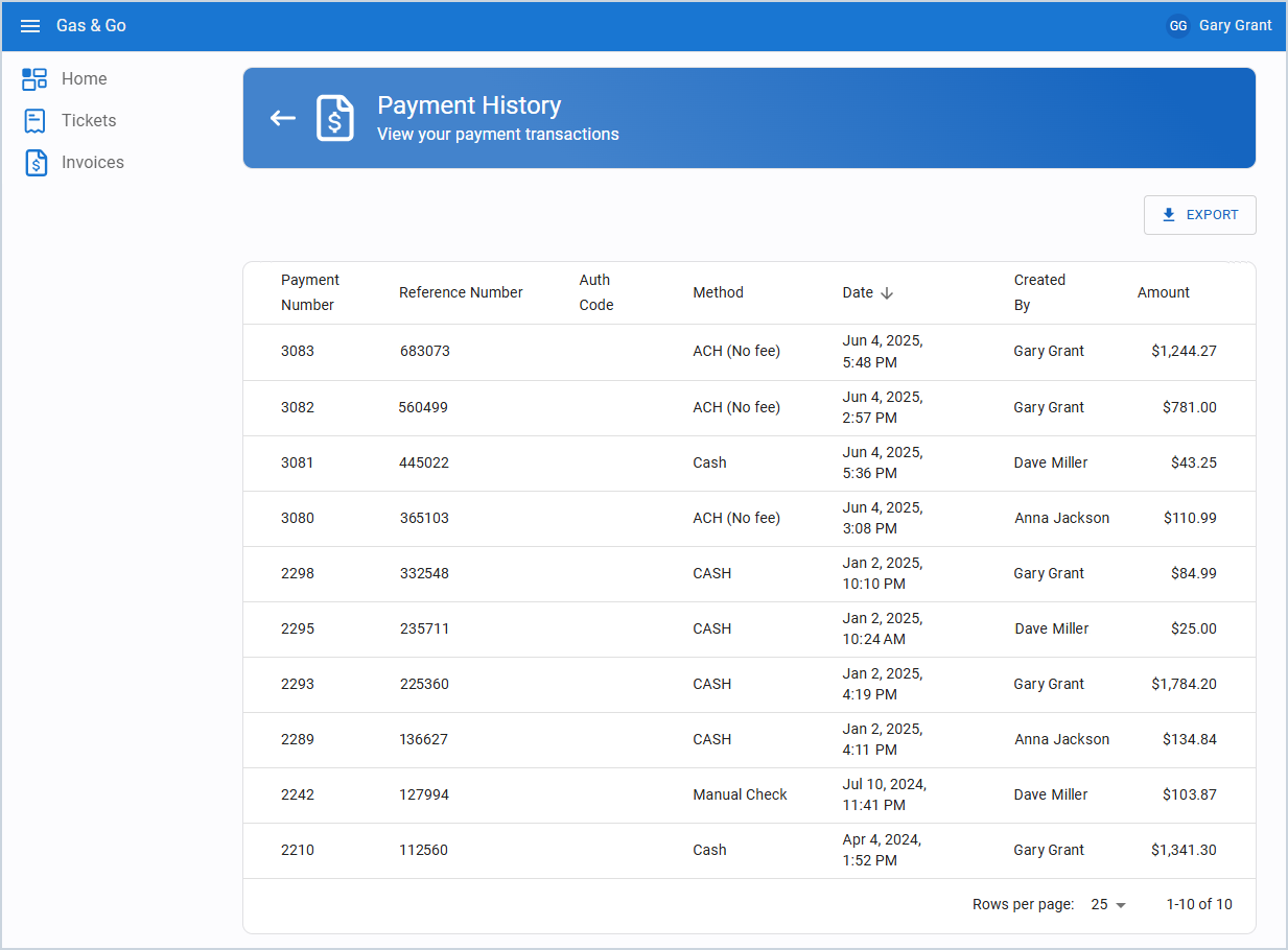 Customer Portal: Invoices - Payment History - Rev.io PSA Documentation ...