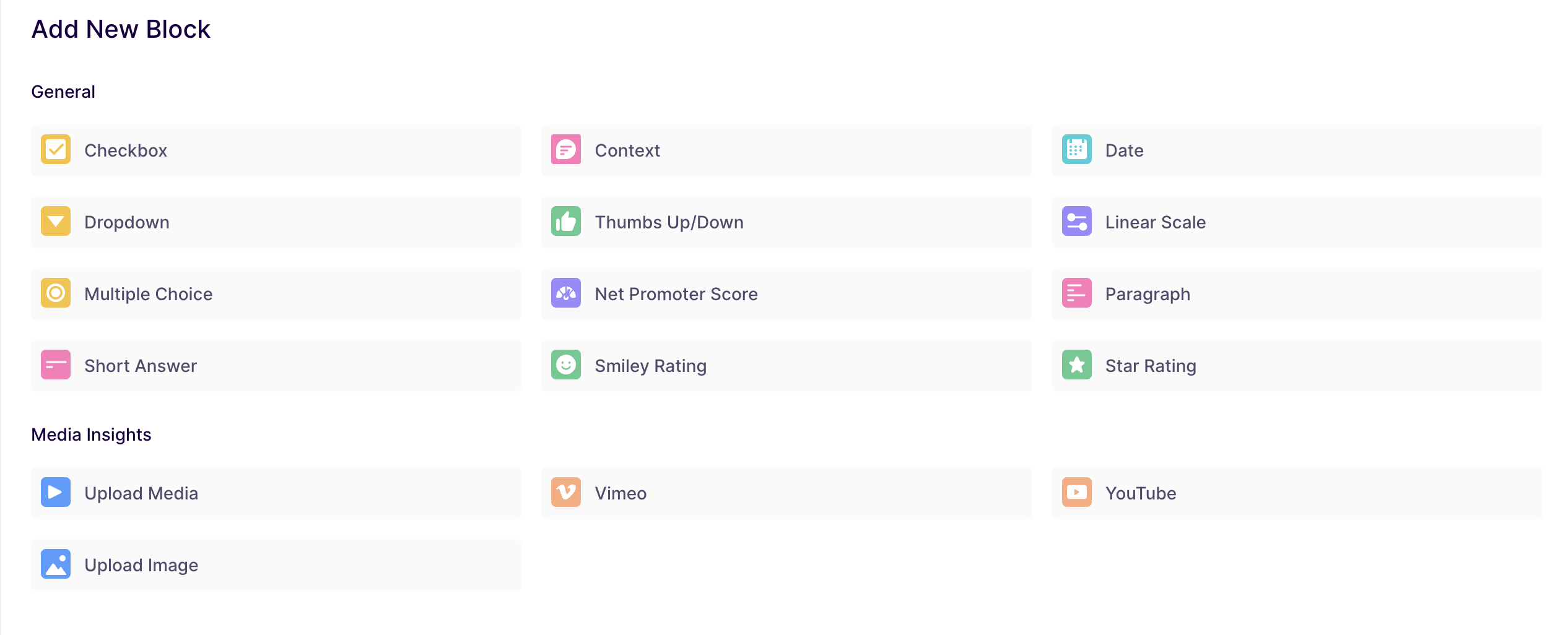 Types of Question Blocks - Hi, how can we help?
